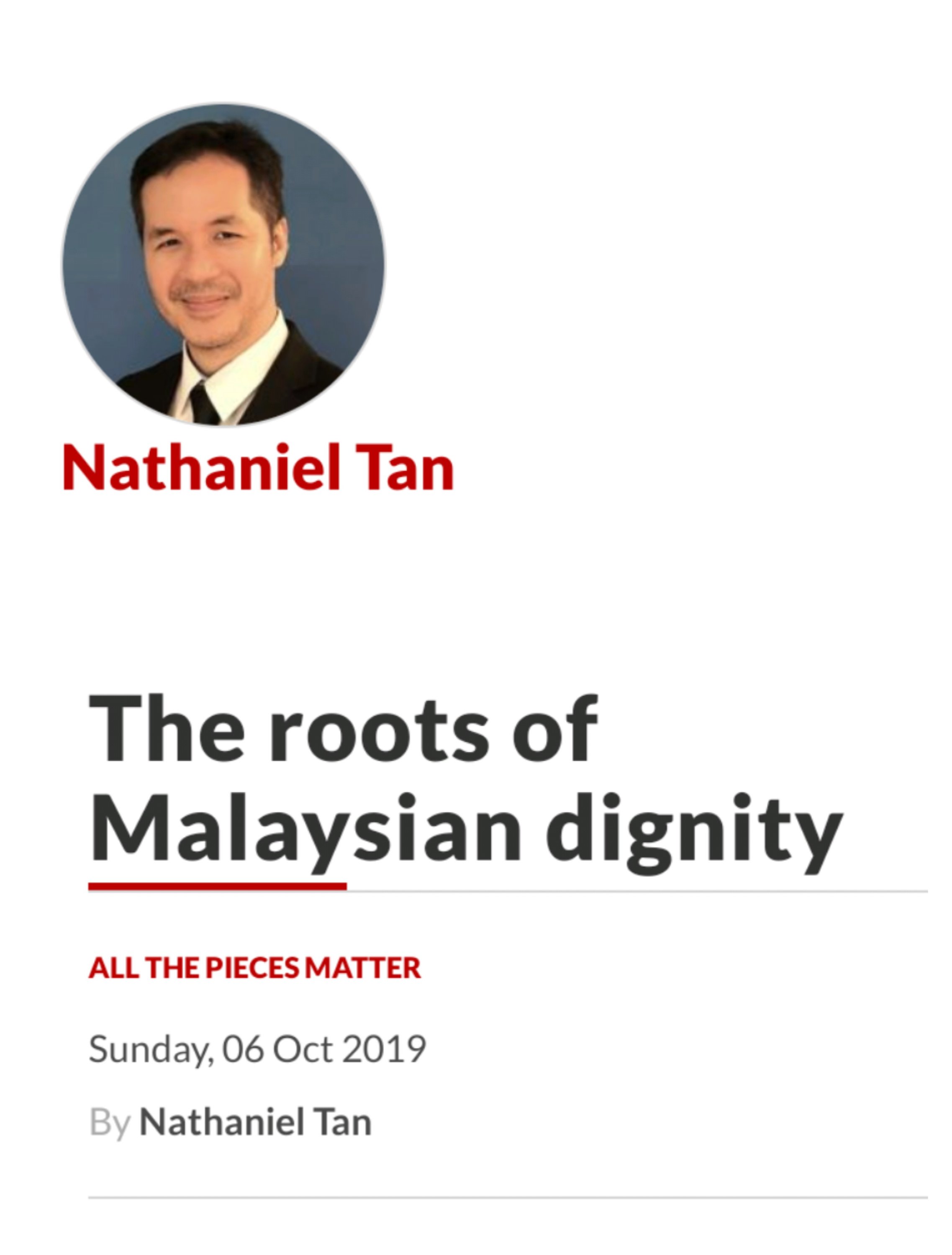 Nathaniel Tan: The Roots of Malaysian Dignity. | weehingthong